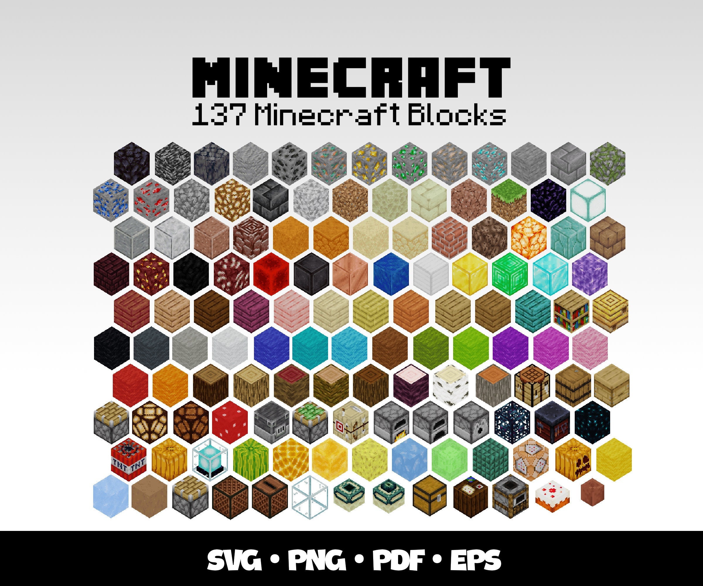 Minecraft Blocks Bundle Vector Gaming Clipart Digital Minecraft Creeper ...