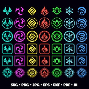 Genshin Impact Element Icons SVG Cut File Vector Genshin Printable ...
