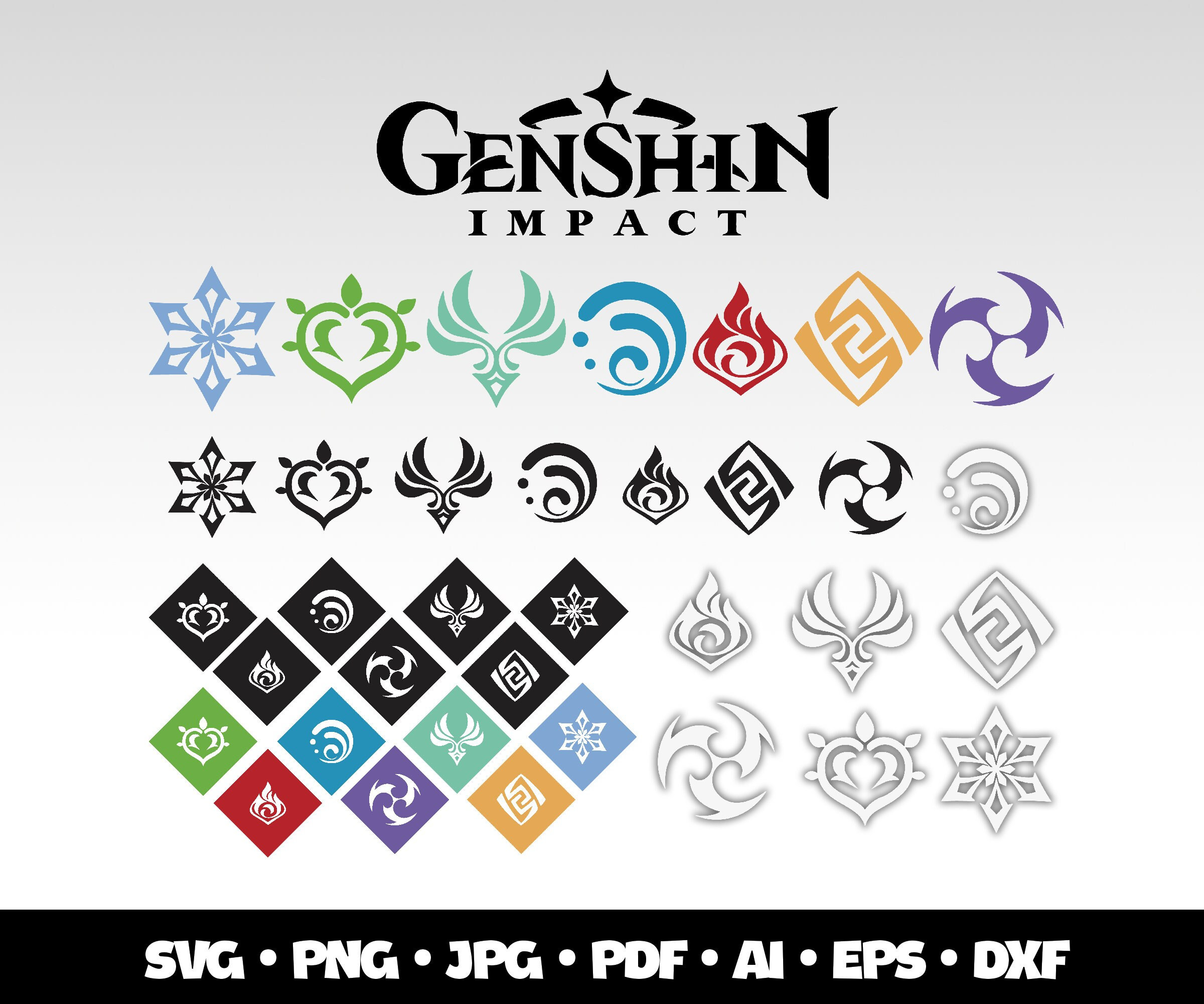 Genshin Impact Element Icons SVG Cut File Vector Genshin Printable ...