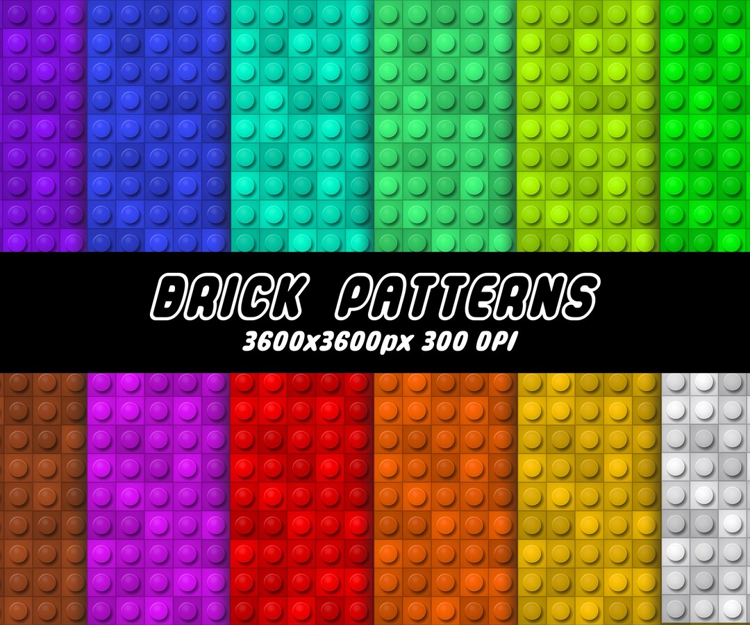 12 Brick Patterns Svg Bundle Seamless Kids Toys Building Blocks Digital ...