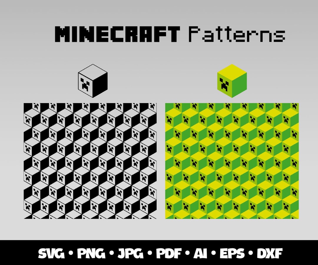 Minecraft Pattern Svg Bundle Gaming Creeper Clipart Digital Minecraft ...