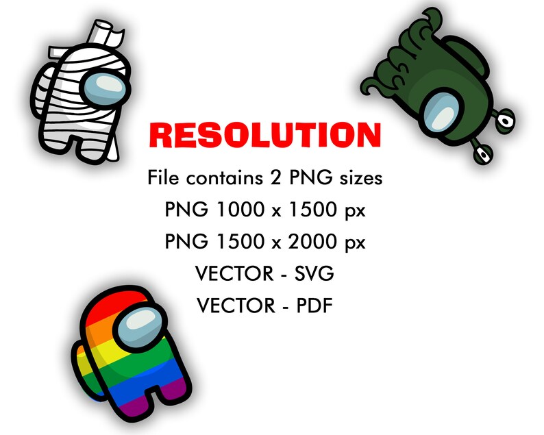 Among Us Cute Characters Print and Sticker Ready Among Us SVG File ...