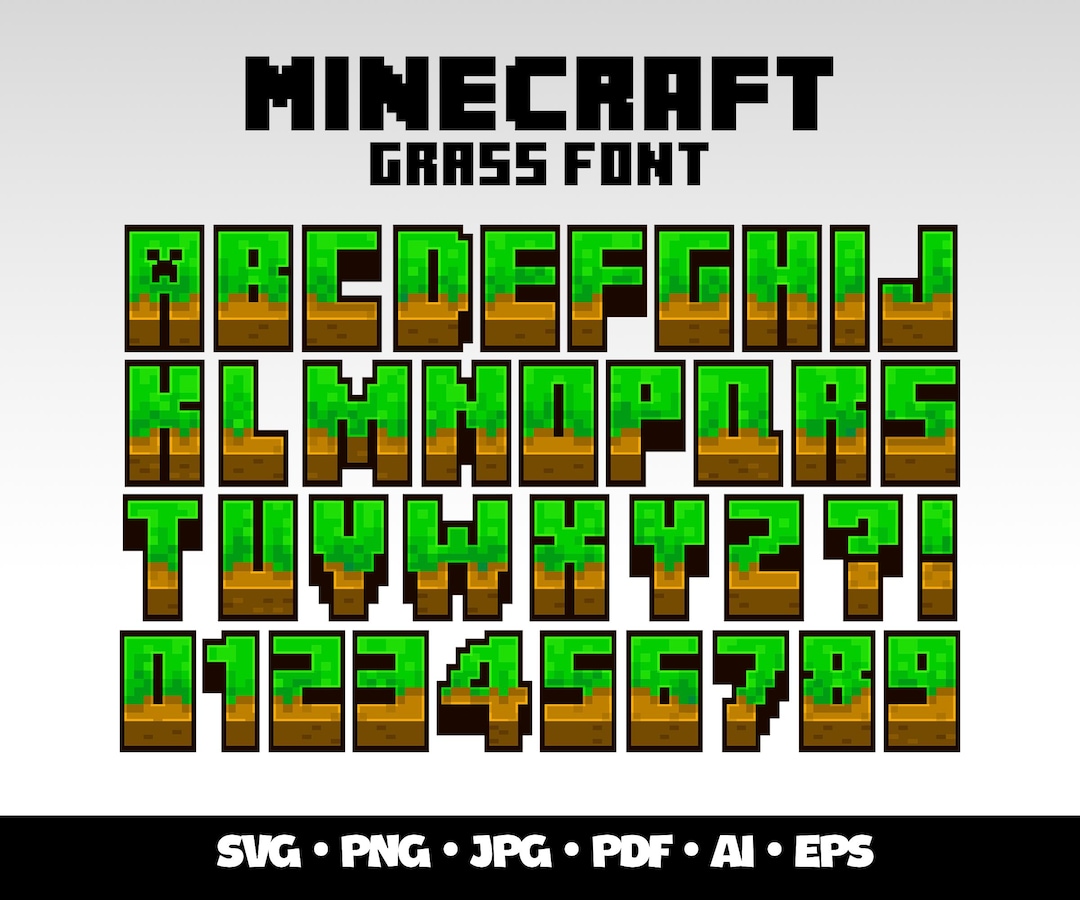 Minecraft Grass Font Svg Minecraft Alphabet Printable Minecraft Gamer ...