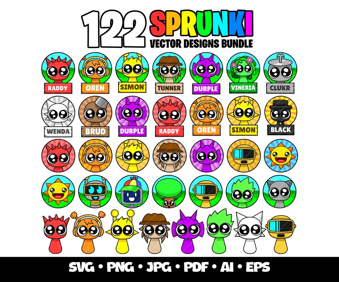 122 Incredibox Sprunki Svg Bundle Sprunki Beats Gaming Clipart SVG ...
