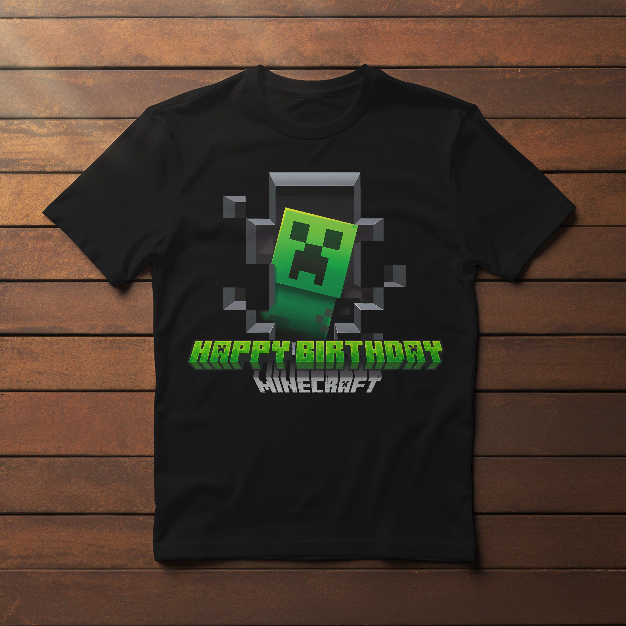 Minecraft Creeper in Cave Birthday Gamer Gift Shirt Design Gaming ...