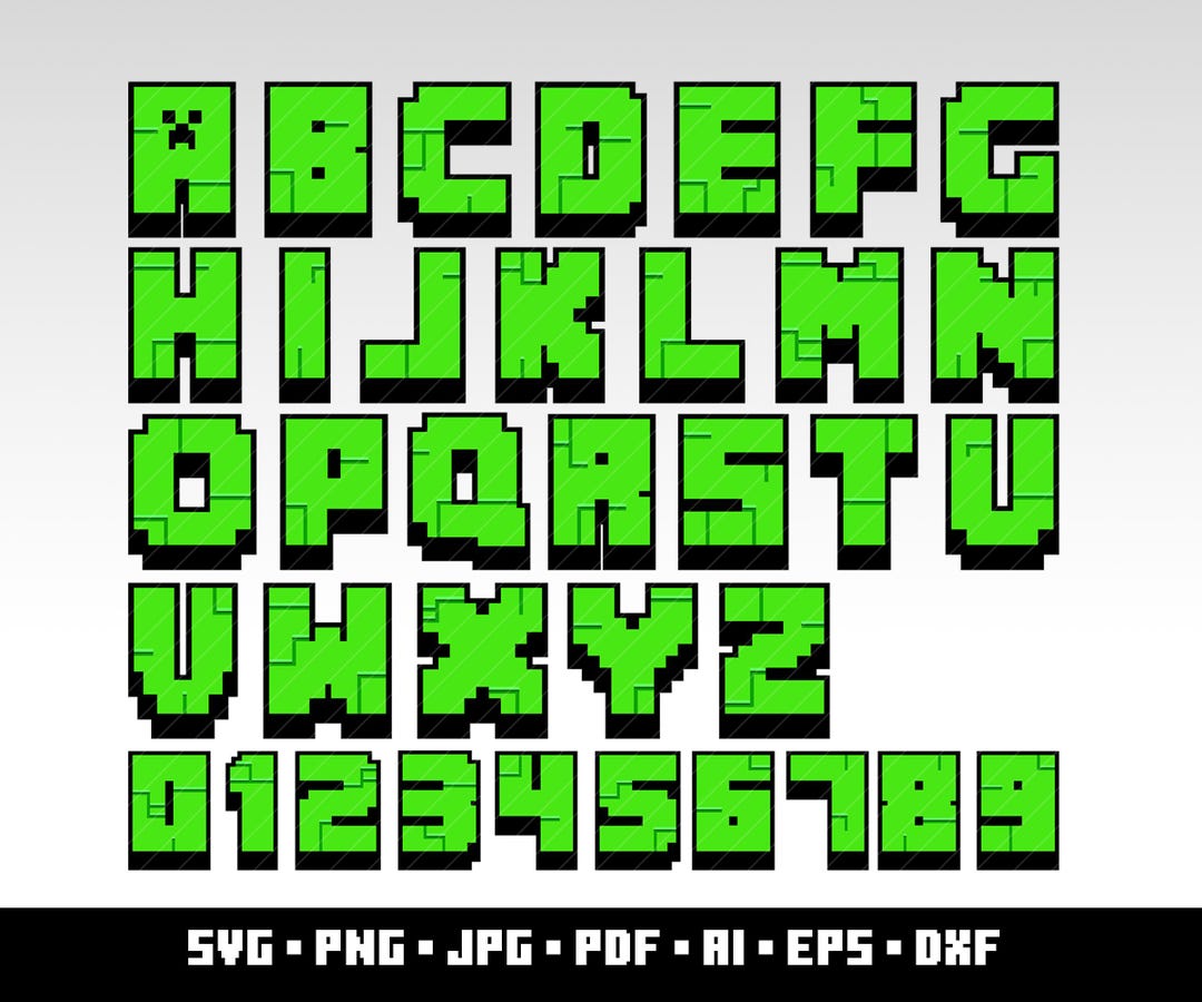 Minecraft Font Svg Bundle Minecraft Alphabet Minecraft Gamer Gift ...
