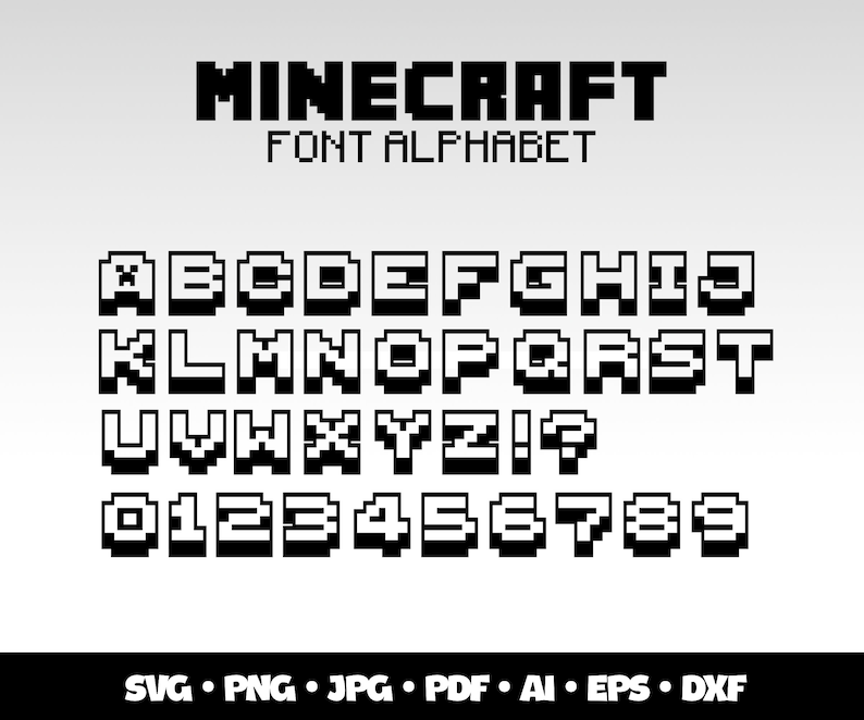 Minecraft Font Svg Bundle Creeper Minecraft Alphabet Printable ...