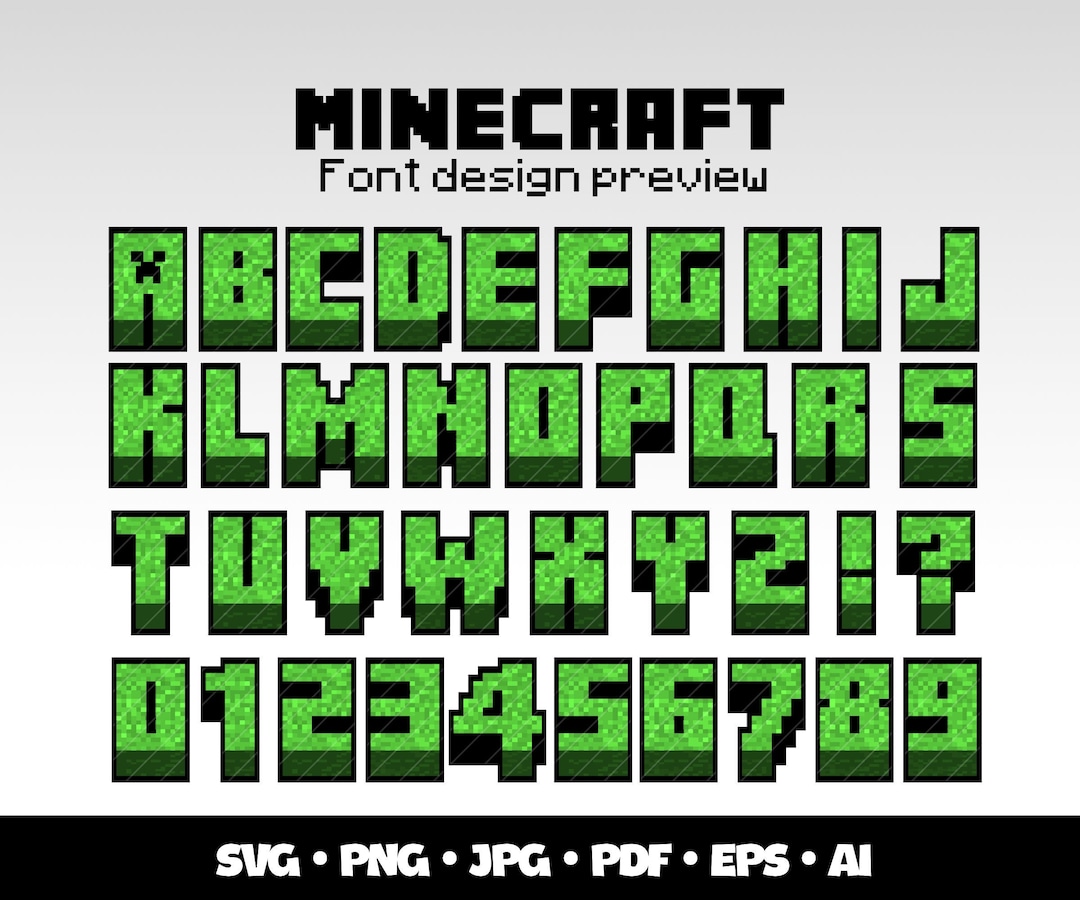 Buy Minecraft Font Svg Bundle Creeper Minecraft Alphabet Printable ...