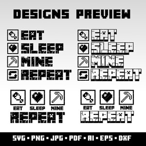 Minecraft Svg Bundle Eat Sleep Minecraft Repeat Gaming Cricut Minecraft ...