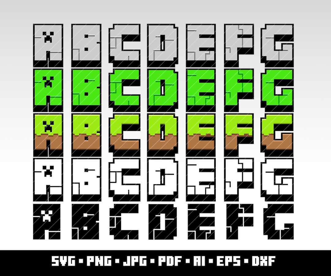 5 Minecraft Font Svg Bundle Minecraft Alphabet Minecraft Gamer Gift ...