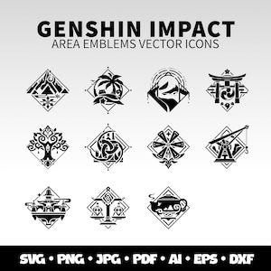 Genshin Impact Area Emblems Icons SVG Cut File Vector Genshin Elements ...