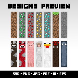 30 Mine Bookmarks Printable PDF Minecraft Bundle Gaming Clipart ...