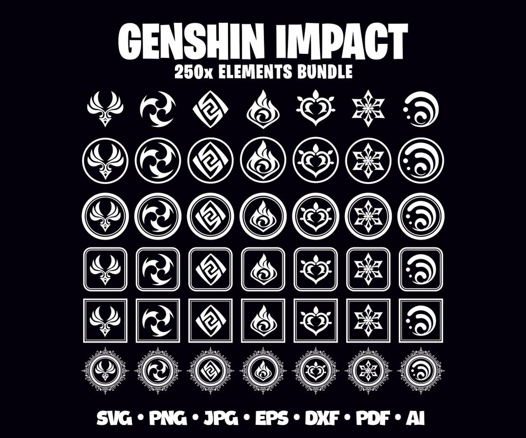 Genshin Impact Element Icons SVG Cut File Vector Genshin Printable ...