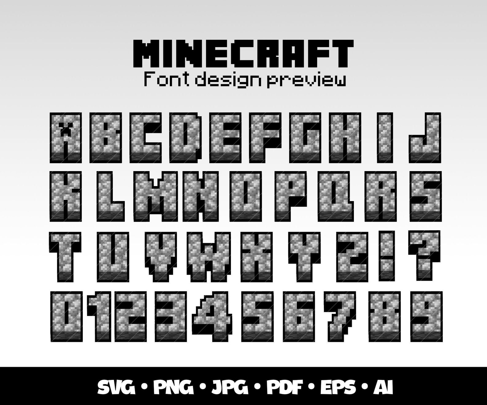 Minecraft Font Svg Bundle Creeper Minecraft Alphabet Printable ...