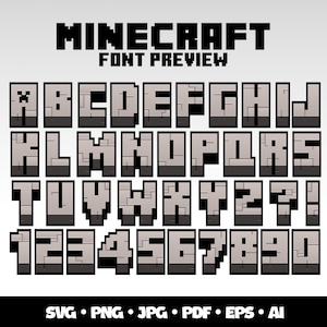 Minecraft 4 Fonts Svg Bundle Minecraft Alphabet Printable Minecraft ...