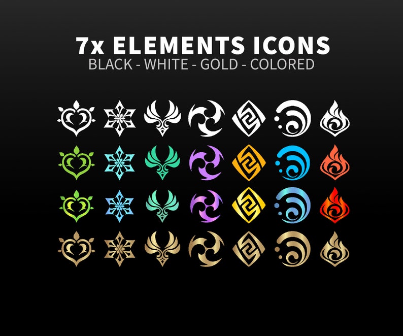 Genshin Impact SVG Bundle Elements Genshin Impact Characters Vector ...