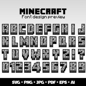 Minecraft 5 Fonts Svg Bundle Minecraft Alphabet Printable Minecraft ...