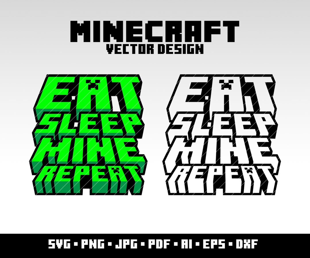 Minecraft Eat Sleep Mine Repeat Svg Bundle Gaming Clipart Digital ...