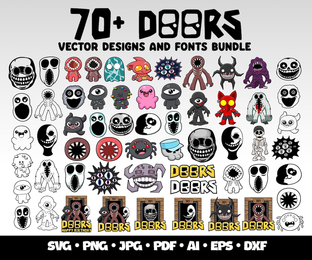 70 Roblox Doors SVG Bundle Doors Figure, Rush, Seek, Screech Roblox ...