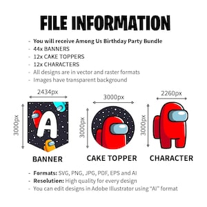 Among Us Birthday Banner Party Font Svg Bundle Among Us Gamer Birthday ...