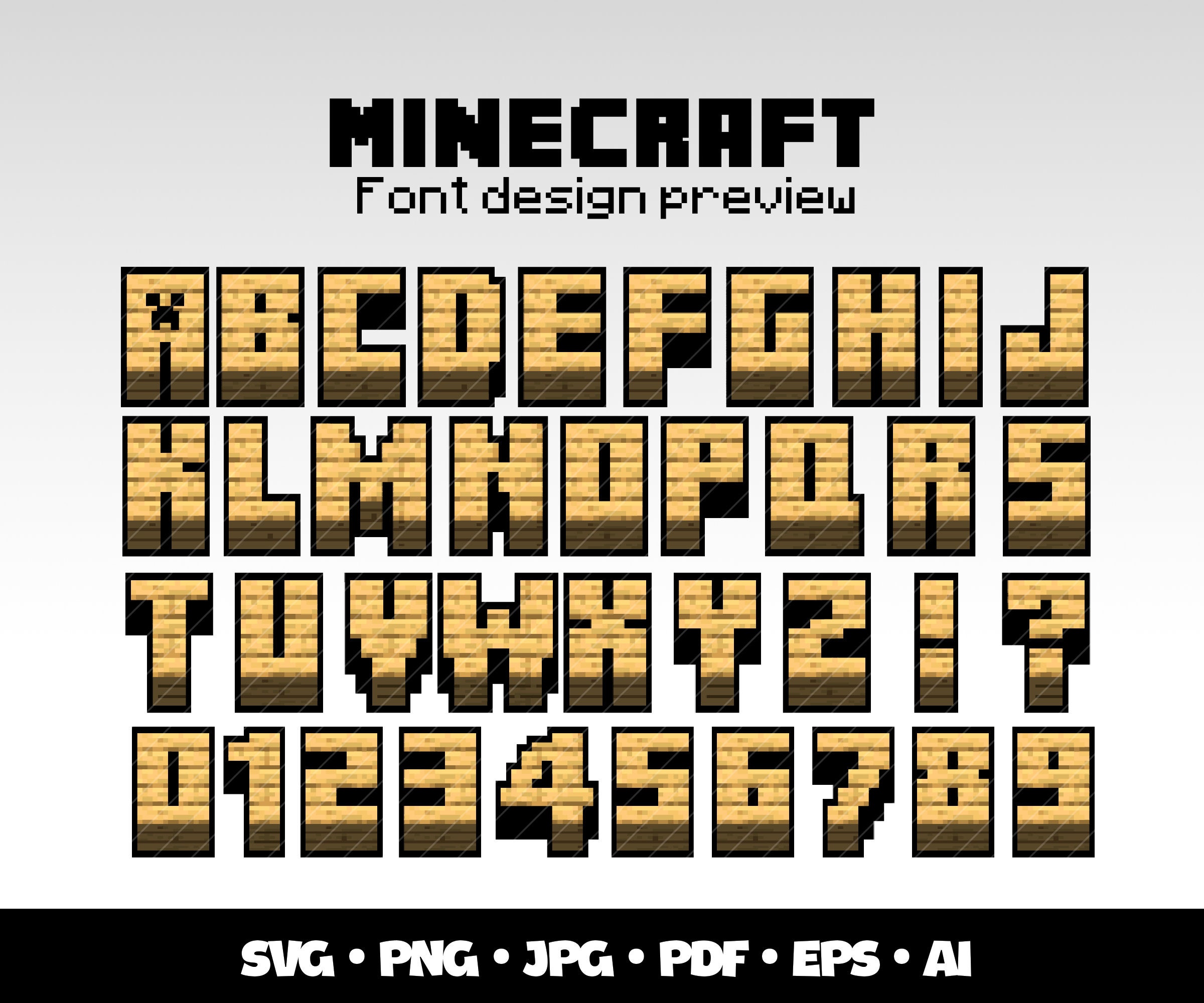 Minecraft 5 Fonts Svg Bundle Minecraft Alphabet Printable Minecraft ...