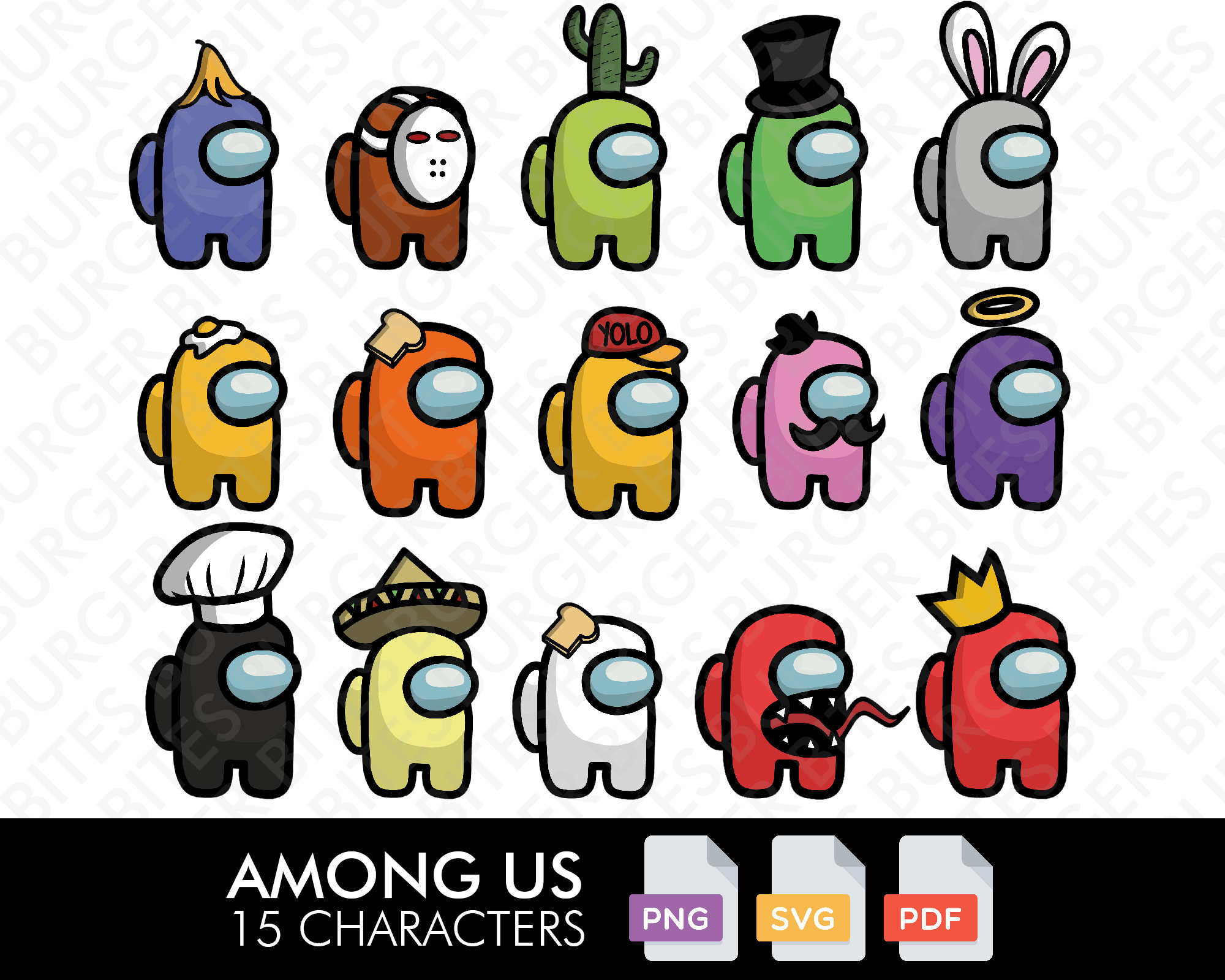 Among Us Cute Characters Print And Sticker Ready Among Us Svg File