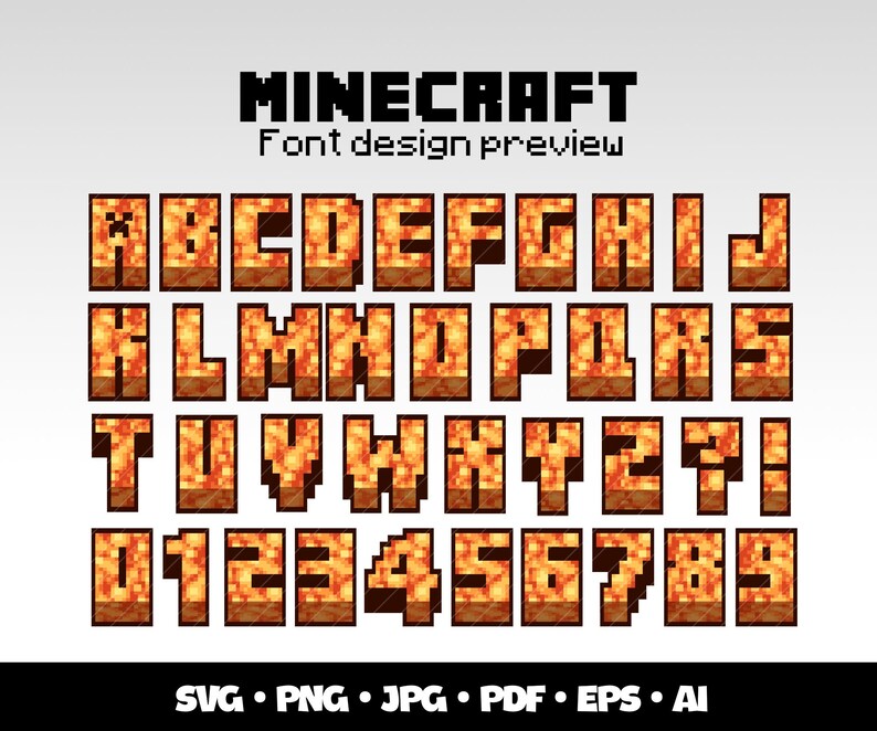 Minecraft Lava Font Svg Bundle Minecraft Alphabet Printable Minecraft ...