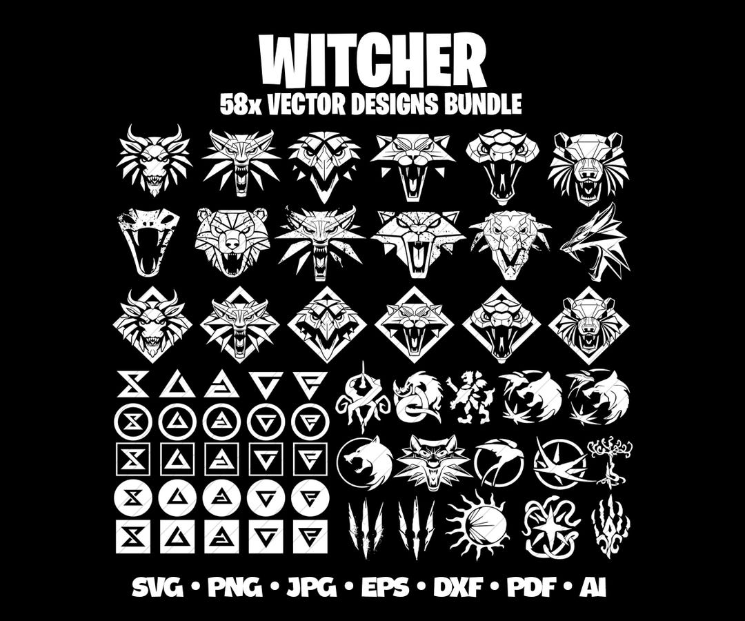 Witcher Svg Bundle Pack Witcher Vector Png Gaming Clipart Svg Witcher ...