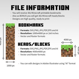 30 Mine Bookmarks Printable PDF Minecraft Bundle Gaming Clipart ...