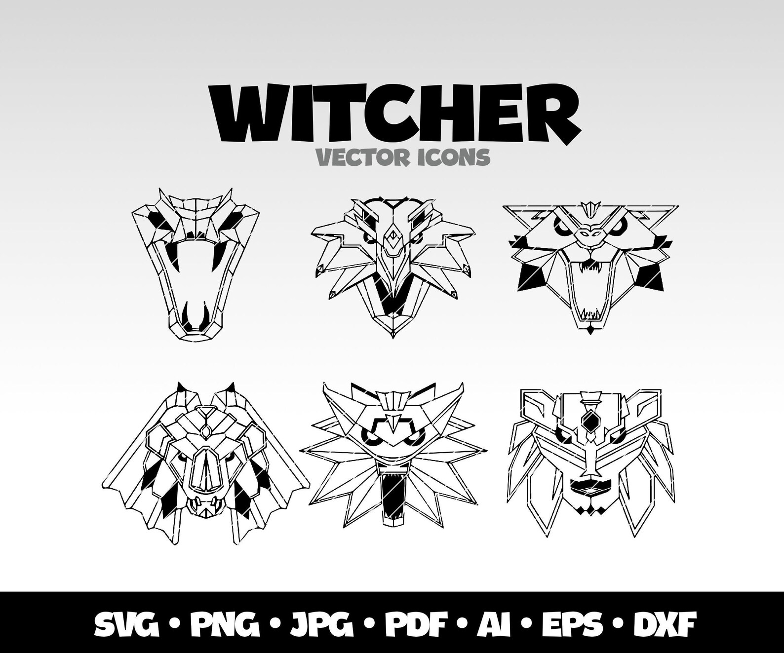 Witcher Svg Bundle Pack Witcher Vector Png White Wolf Svg Witcher Logo ...