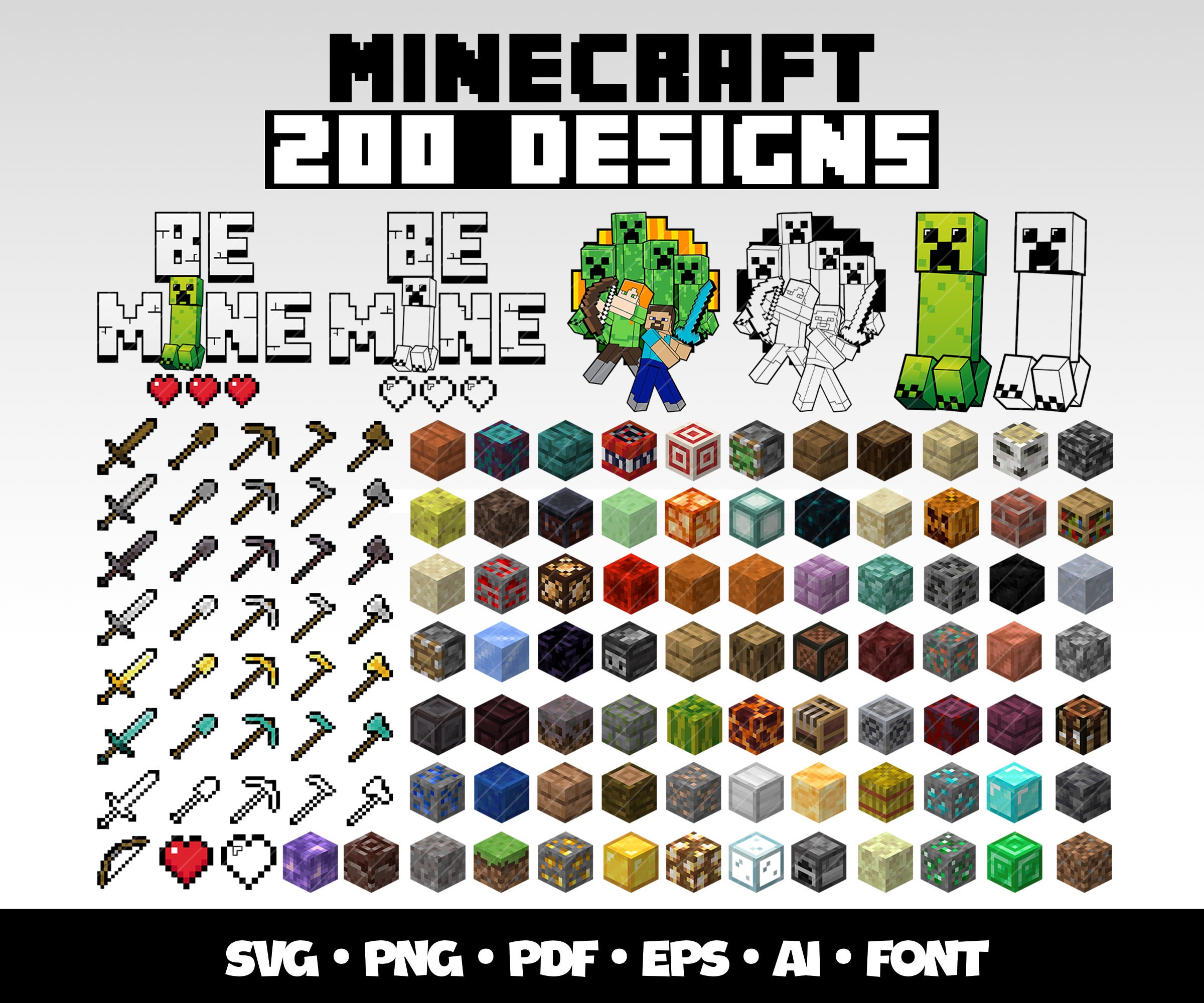 Minecraft Svg Bundle Creeper Gaming Clipart Digital Minecraft Sticker ...
