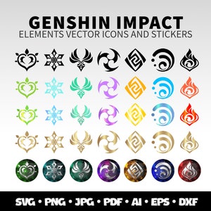 Genshin Impact Element Icons SVG Bundle Cut File Vector Genshin ...