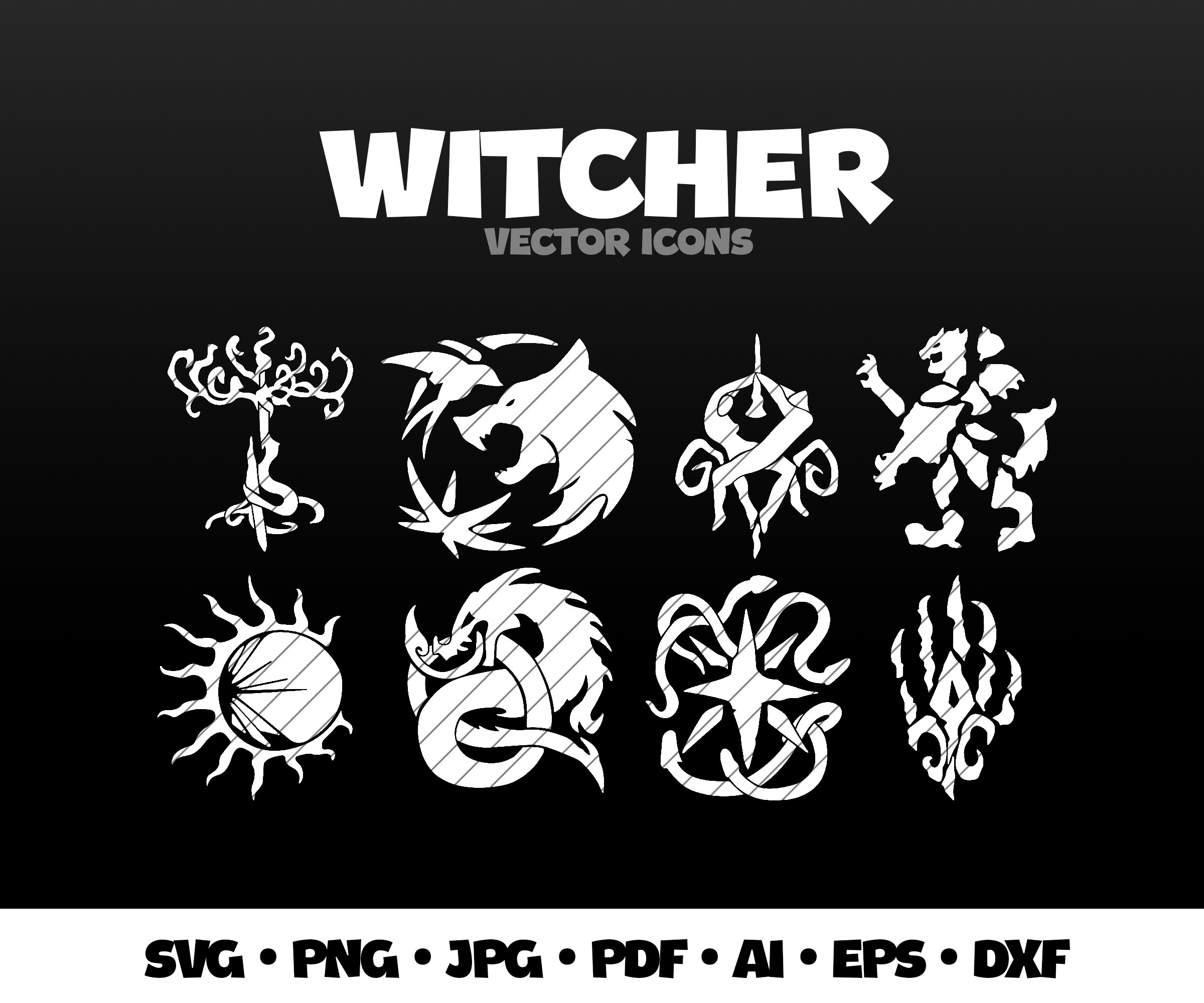 Witcher Svg Bundle Pack Witcher Vector Png White Wolf Svg Witcher Logo ...