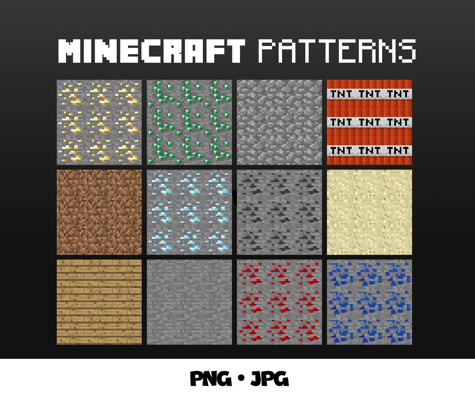 Minecraft Digital Paper Minecraft Seamless Bundle Gaming Clipart ...