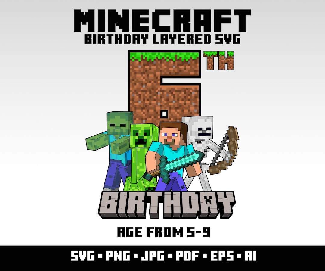 Minecraft Birthday SVG Bundle Minecraft Gift for Gamers Minecraft Party ...