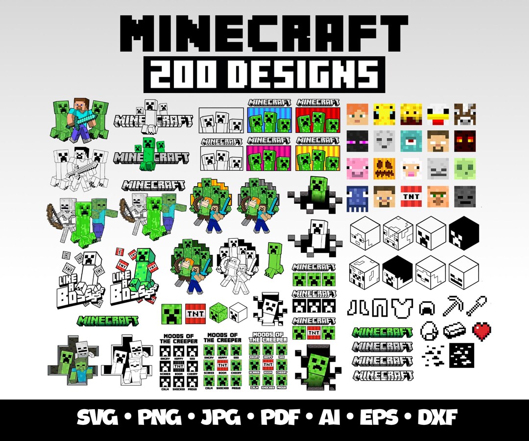 Minecraft Svg Bundle Creeper Gaming Clipart Digital Minecraft Pegatina ...