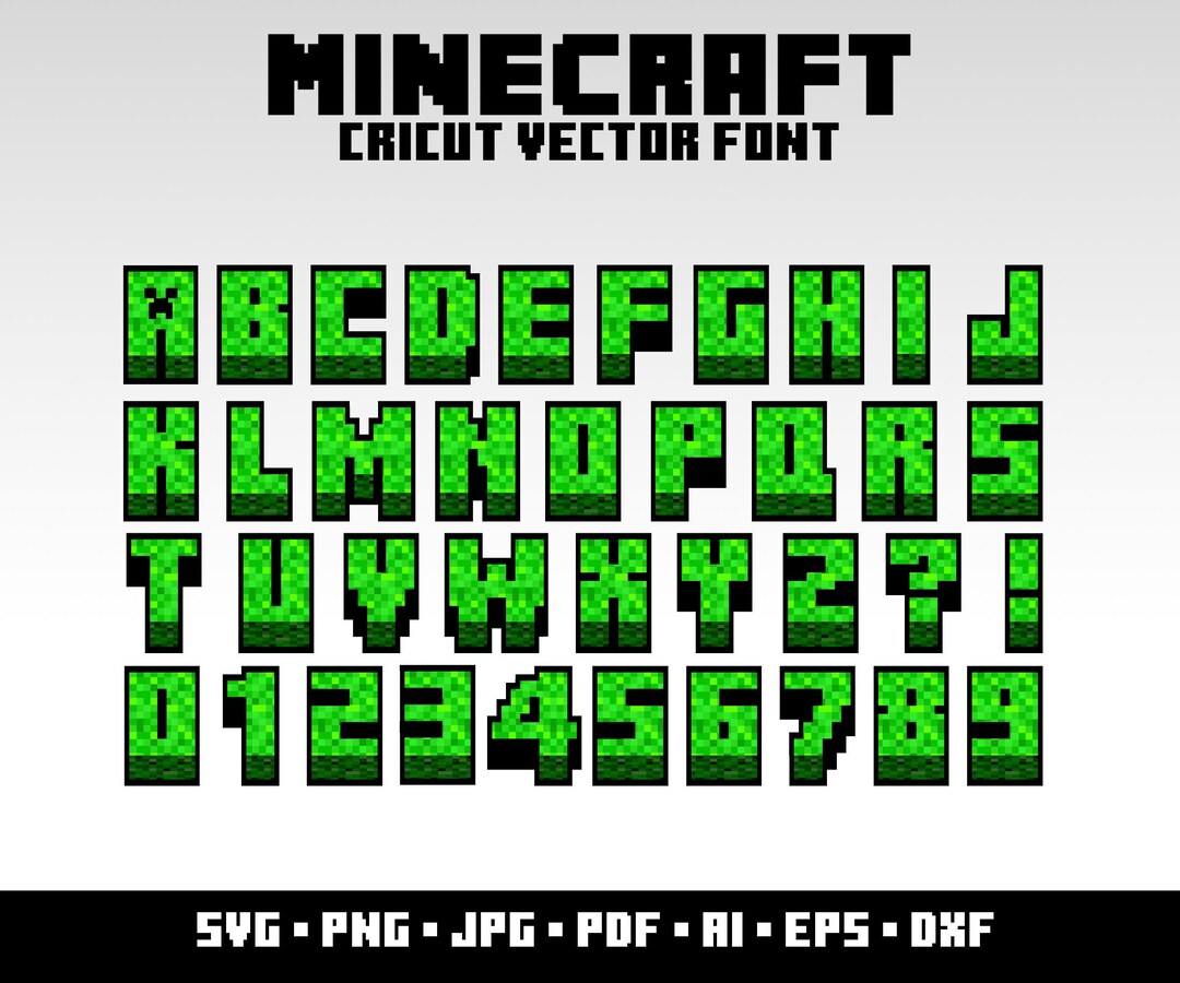 Minecraft Font Svg Bundle Creeper Minecraft Alphabet Printable ...