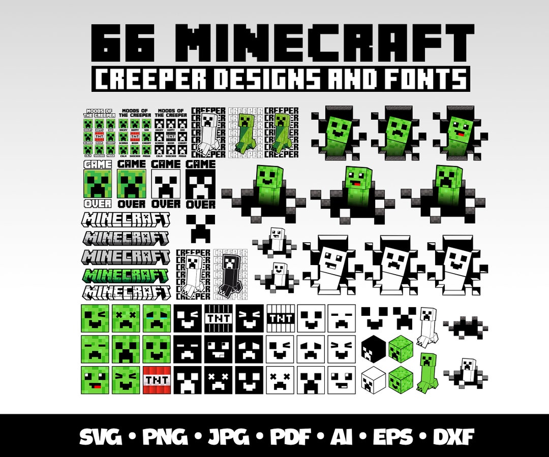 Minecraft Svg Bundle Creeper Gaming Clipart Digital Minecraft Alphabet ...