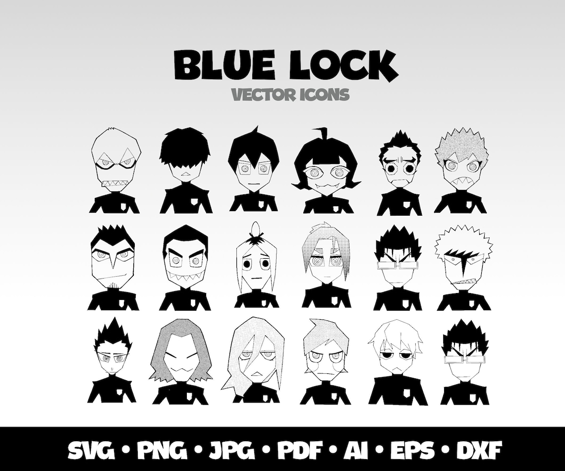 Blue Lock Anime Icons SVG Isagi Yoichi Blue Lock Digital Files Blue ...