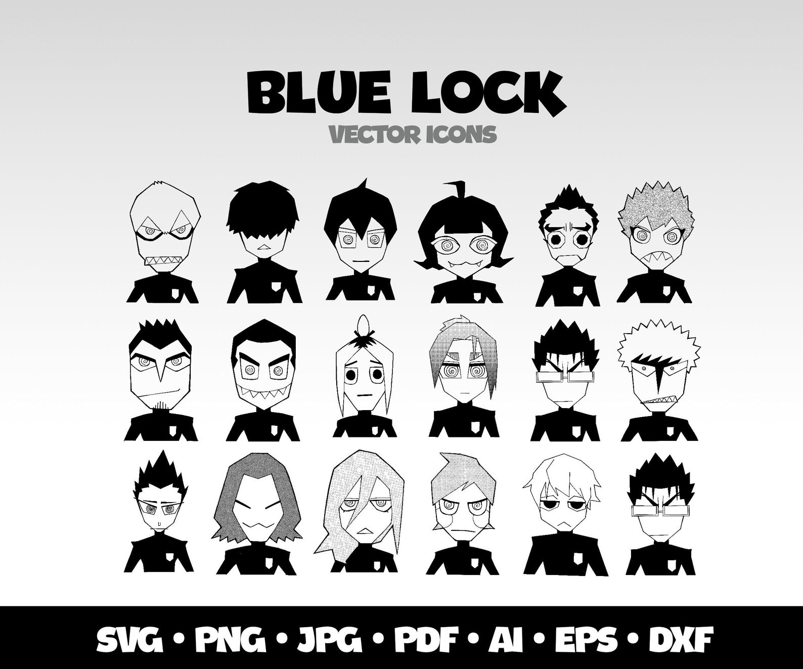 Blue Lock Anime Icons SVG Isagi Yoichi Blue Lock Digital Files Blue ...