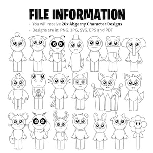 20 Abgerny Characters Printable Coloring Pages A4 Coloring Book for ...