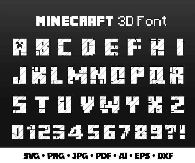 Minecraft Font Svg Bundle Minecraft Alphabet Printable Minecraft Gamer ...