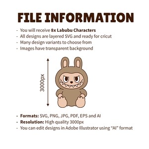 Labubu Svg Bundle Vector Digital File for Cricut Labubu Characters ...