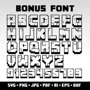 Minecraft Font Svg Bundle Minecraft Alphabet Minecraft Gamer Gift ...