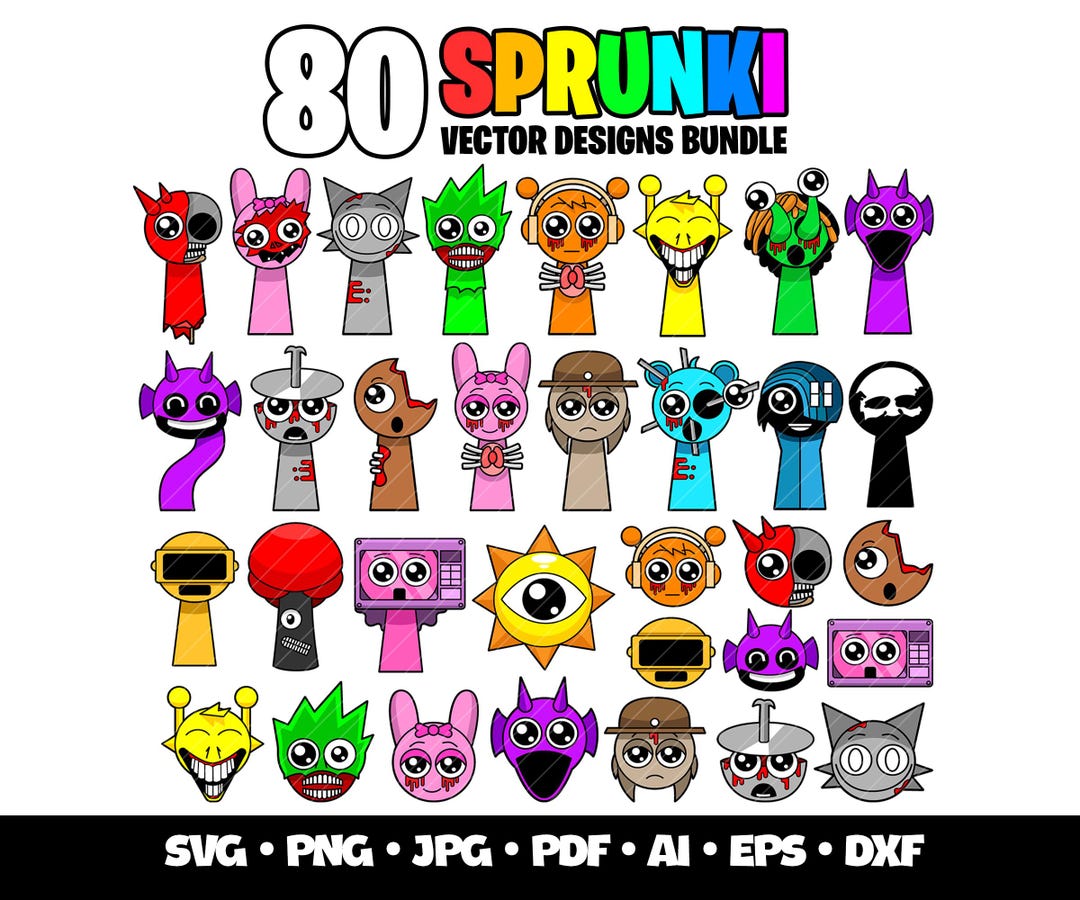 80 Incredibox Sprunki Svg Bundle Sprunki Beats Gaming Clipart Layered ...