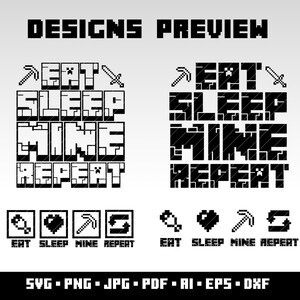 Minecraft Svg Bundle Eat Sleep Minecraft Repeat Gaming Cricut Minecraft ...