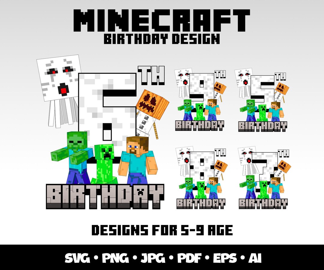 Minecraft Birthday SVG Bundle Minecraft Gift for Gamers Digital ...