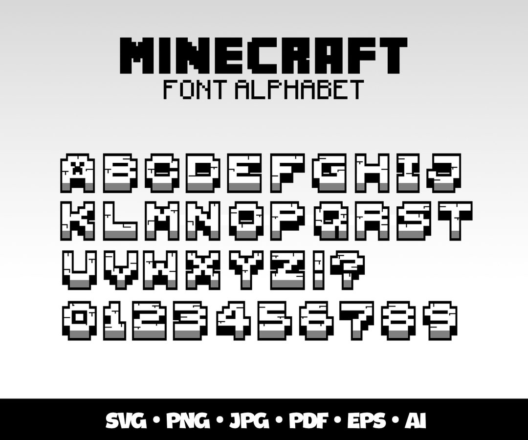 Minecraft Font Svg Bundle Creeper Minecraft Alphabet Printable ...