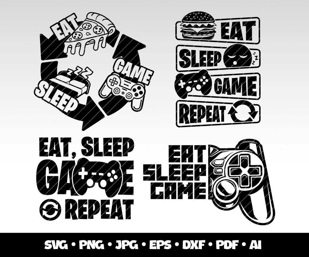 Gaming Svg Bundle, Eat Sleep Game Repeat Svg, Gamer Svg, Gaming Svg ...