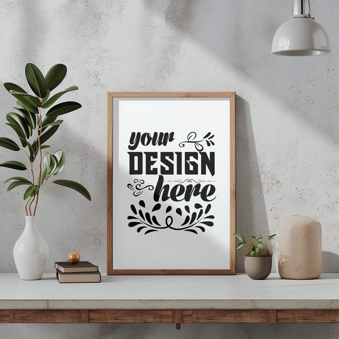 PSD Wood Frame Mockup Psd Digital Frame A4 Mockup for Artwork Moody ...
